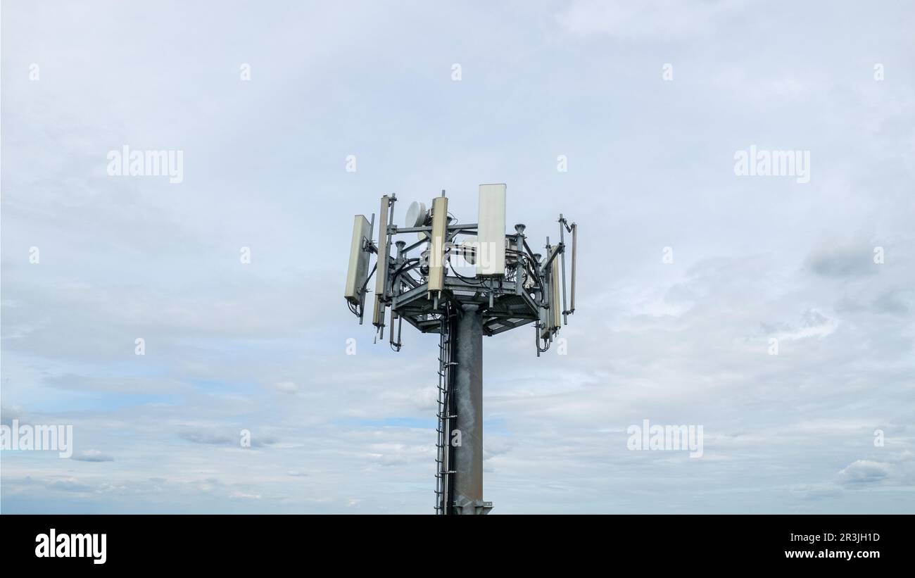5G Cell Towers on countryside rural background in Italy Stock Photo - Alamy