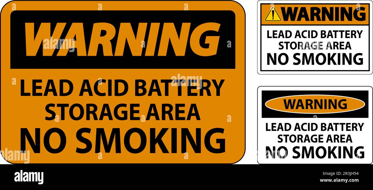 Warning Sign Lead Acid Battery Storage Area, No Smoking Stock Vector ...