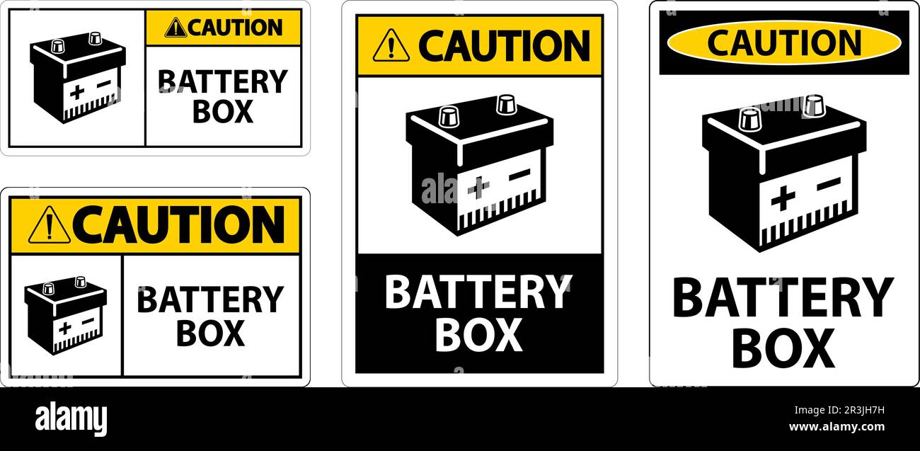 Caution Battery Box with Icon Sign On White Background Stock Vector ...