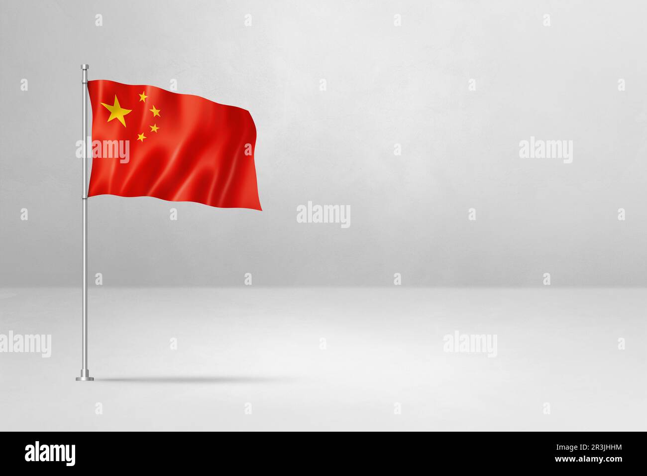 China flag, 3D illustration, isolated on white concrete wall background ...