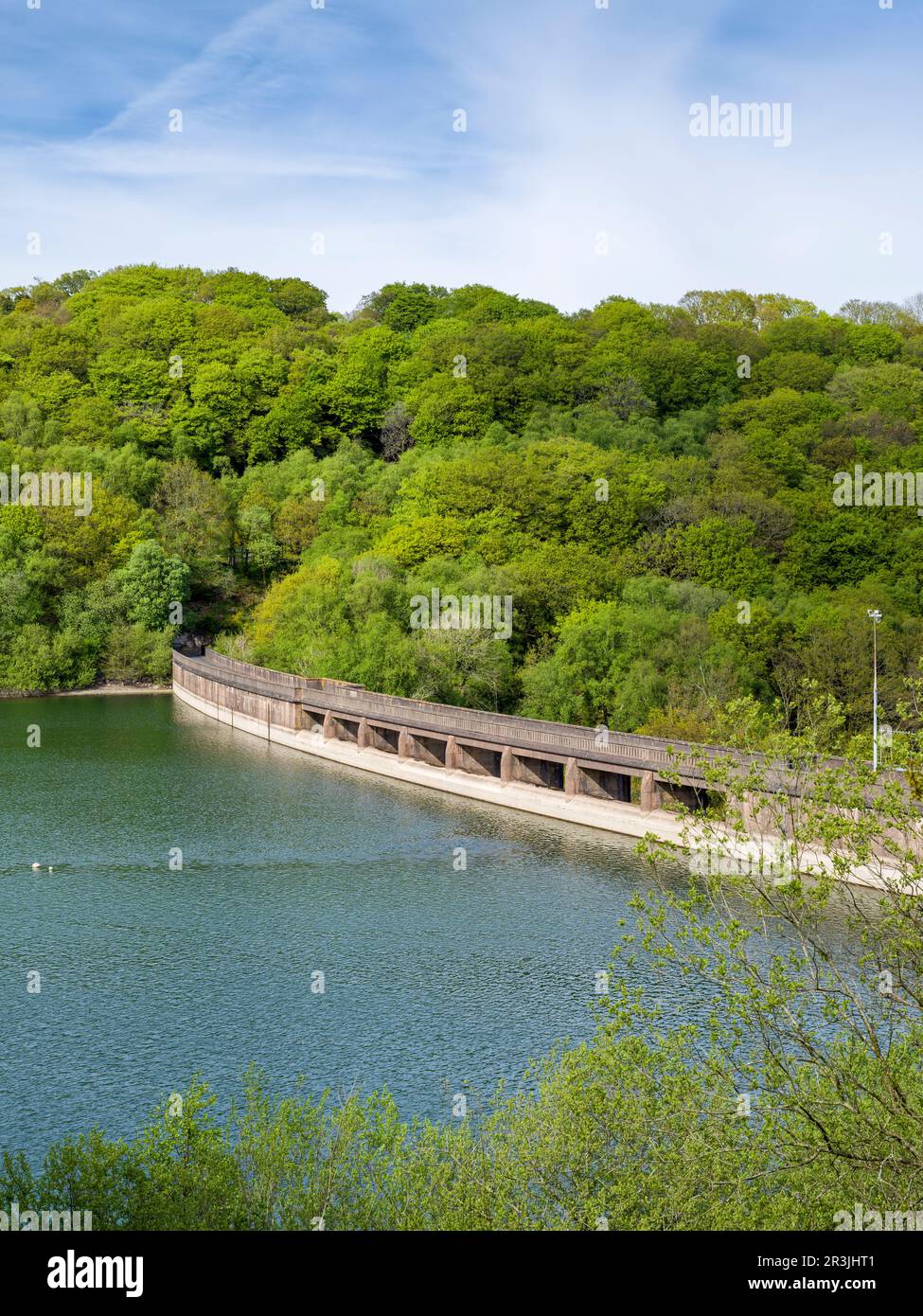 Clatworthy Reservoir dam in the Brendon Hills, Somerset, England Stock ...