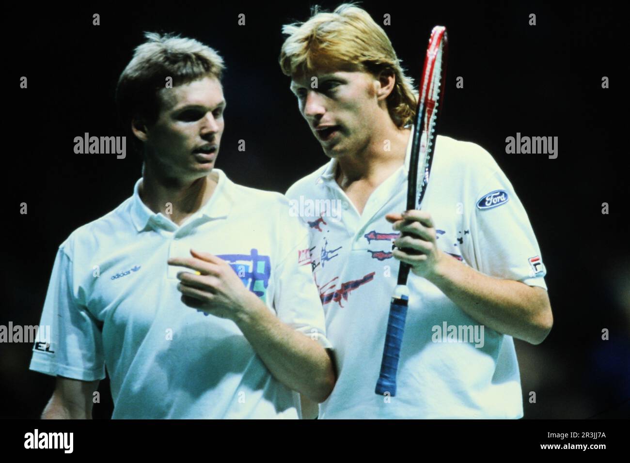 Boris Becker und Eric Jelen, deutscher Tennisspieler, auf dem ...