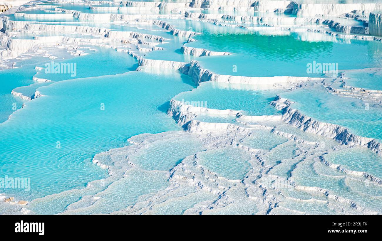 Natural travertine pools and terraces Stock Photo - Alamy