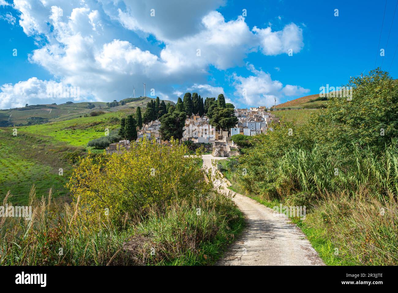 Little Graveyard of the village Gibellina Vecchia in Sicily Stock Photo ...