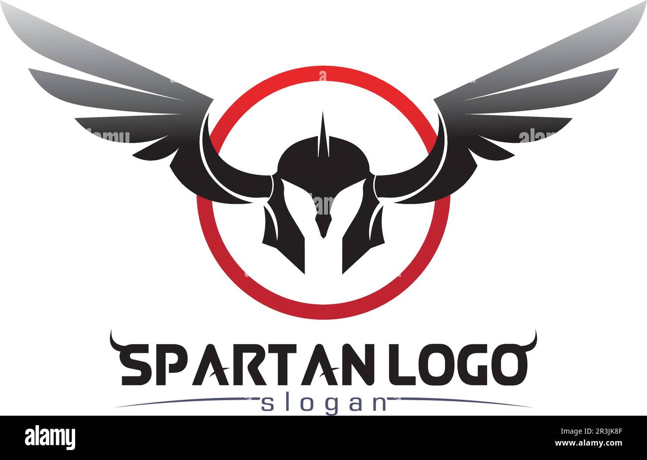 spartan logo black Glaiator and vector design helmet and head Stock ...