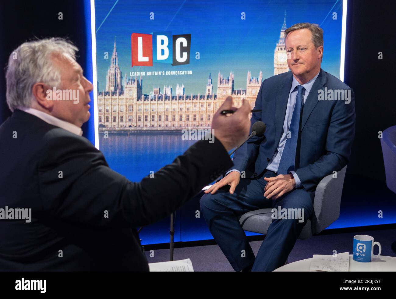 Former prime minster David Cameron pre-records an interview with LBC's ...