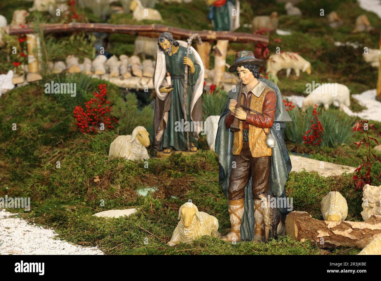 Nativity figurine shepherds sheep hi-res stock photography and images ...
