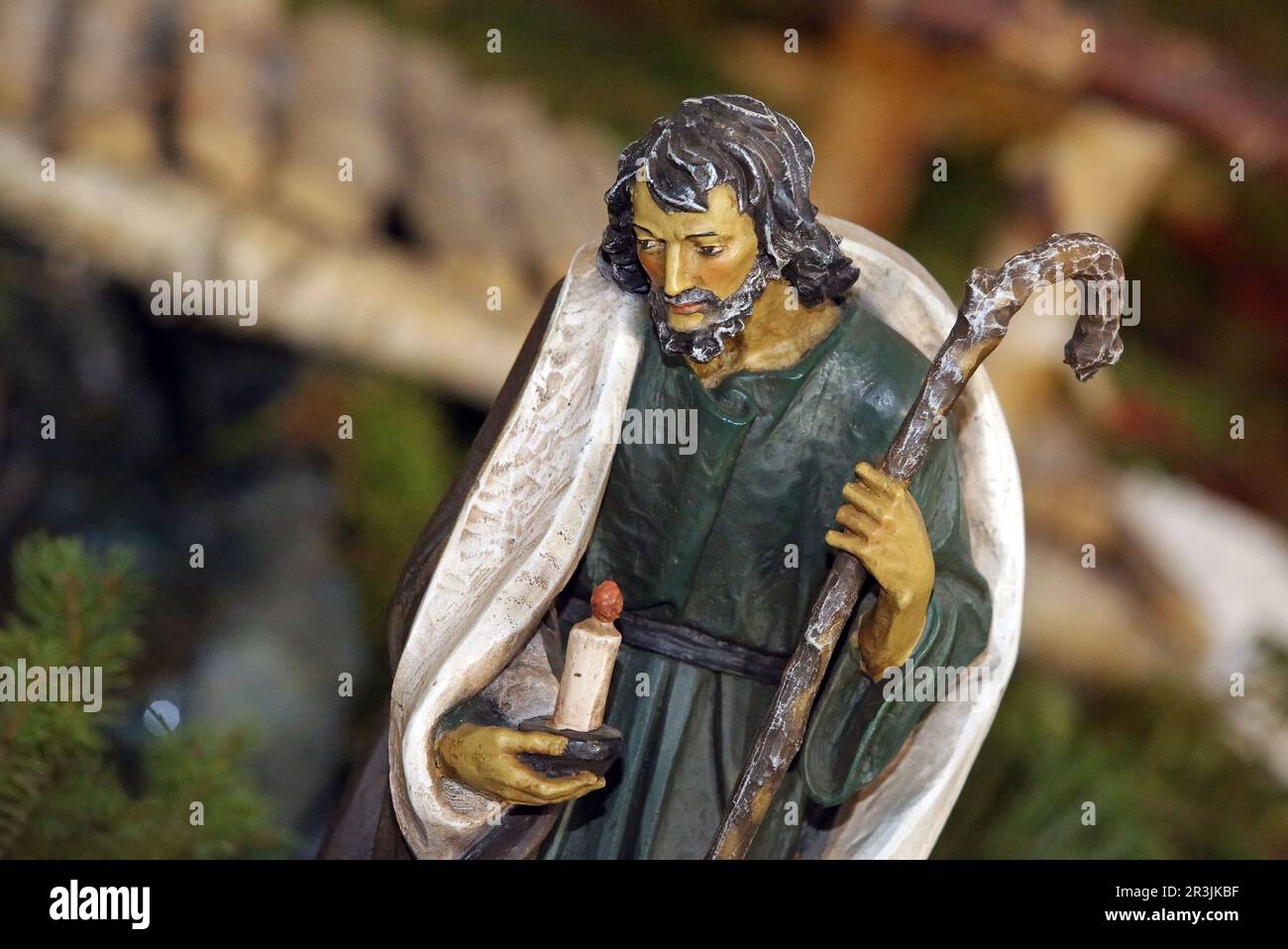 Nativity figurine, shepherd Stock Photo - Alamy