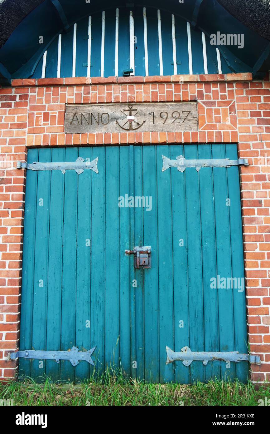 Old green wooden gate Stock Photo - Alamy