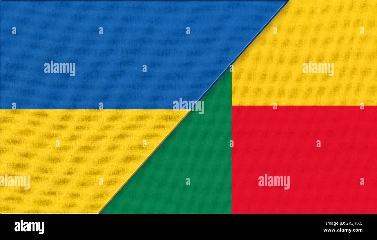 Flag of Ukraine and Benin - 3D illustration. Two Flag Together ...