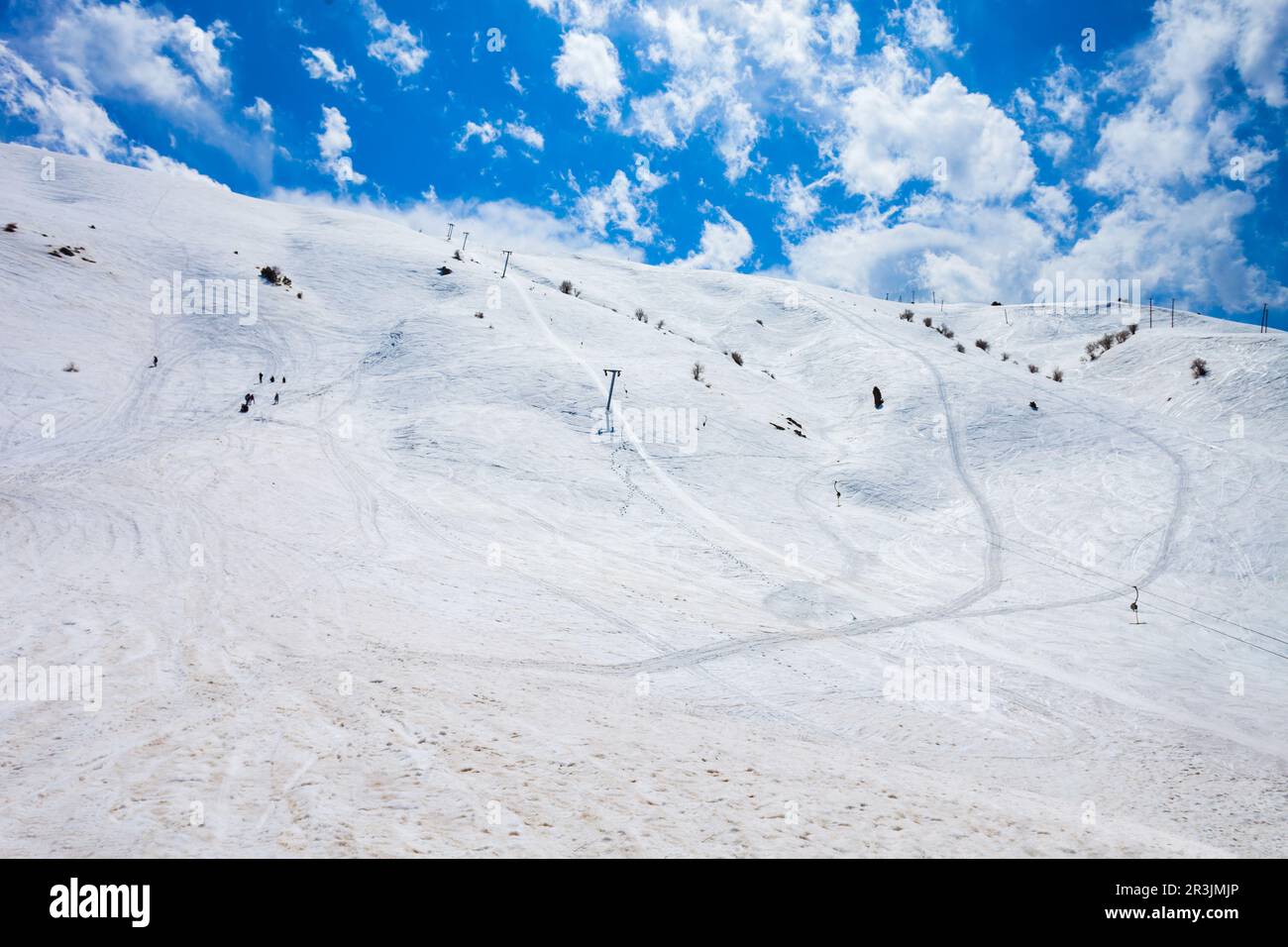 Ski slope at the Beldersay Mountain in Chimgan region of the Tian Shan ...
