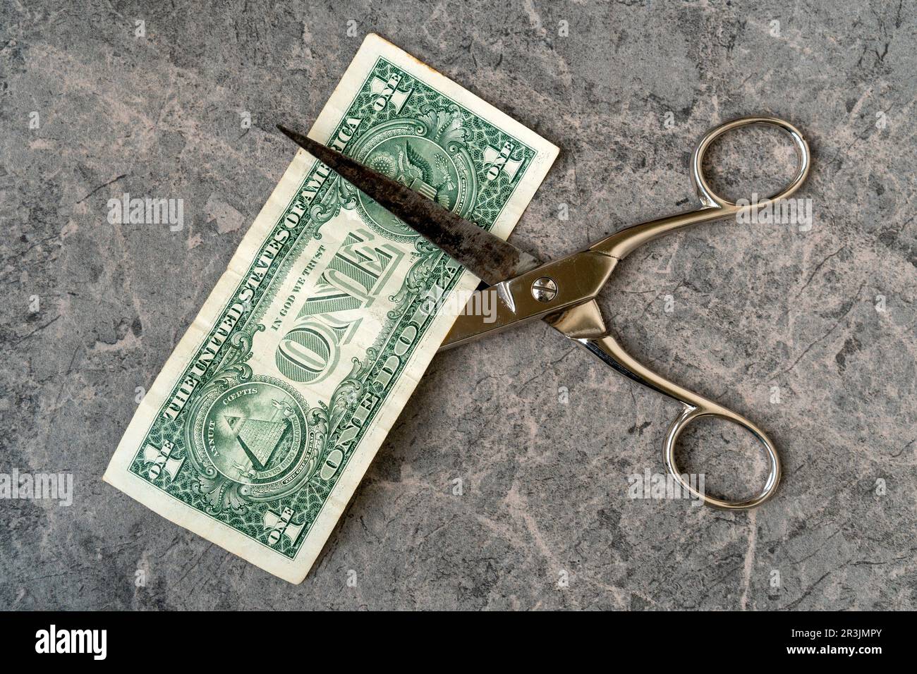 Scissors cut money of USA Stock Photo - Alamy