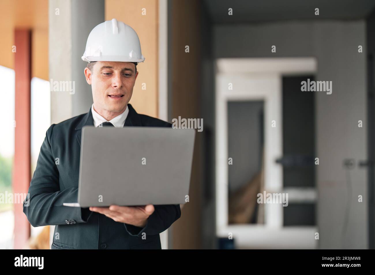 Engineer builder. Happy Foreman work in construction site. worker ...