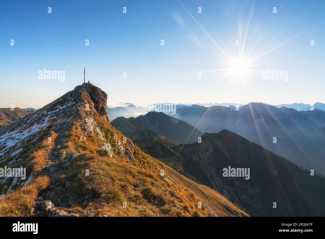 Mountain Hochplatte in the Ammergauer Alpen Alps in Fall / Autumn Stock ...