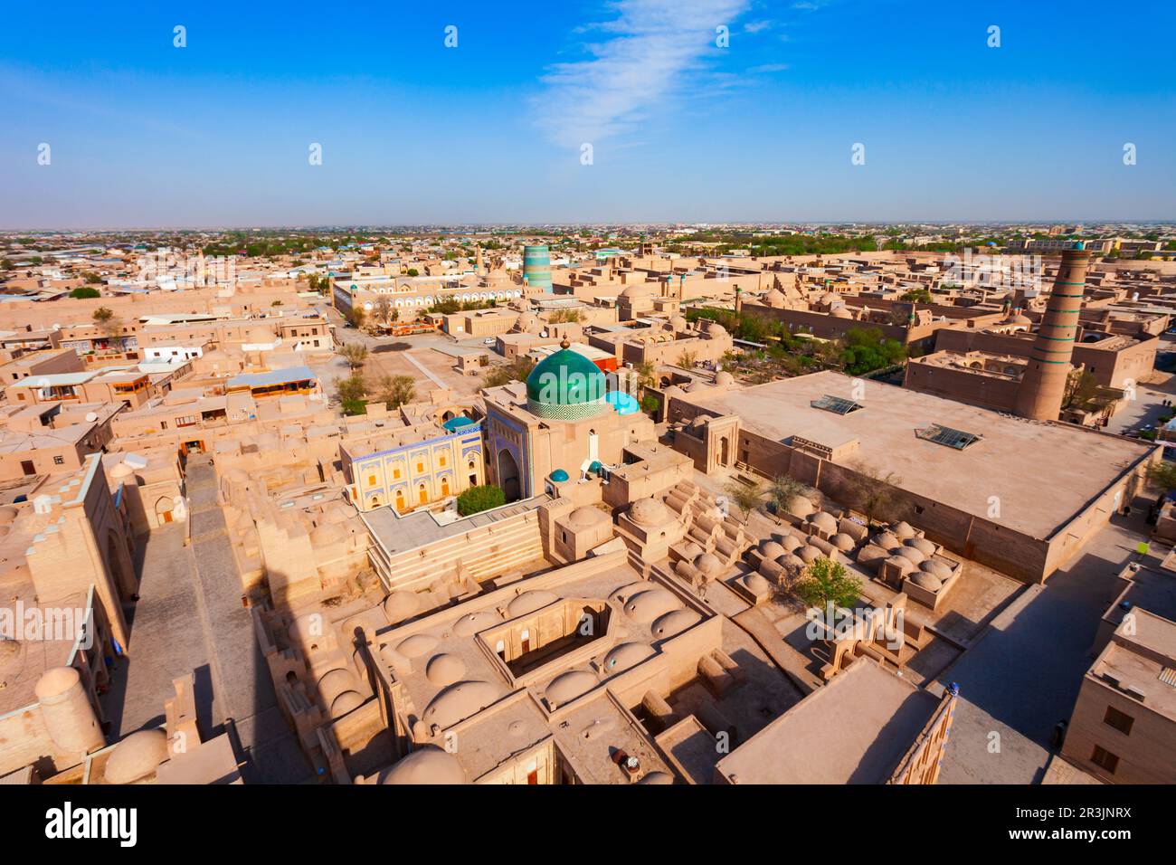 Itchan Kala aerial panoramic view. Itchan or Ichan Kala is an ancient ...