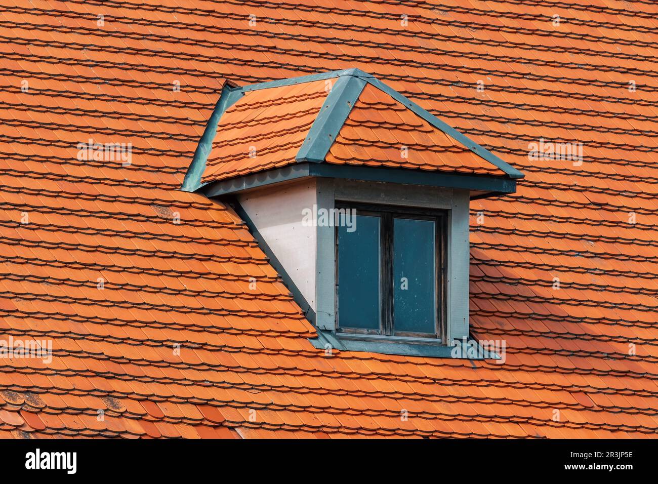 Old dormer architectural feature on house roof, selective focus Stock ...