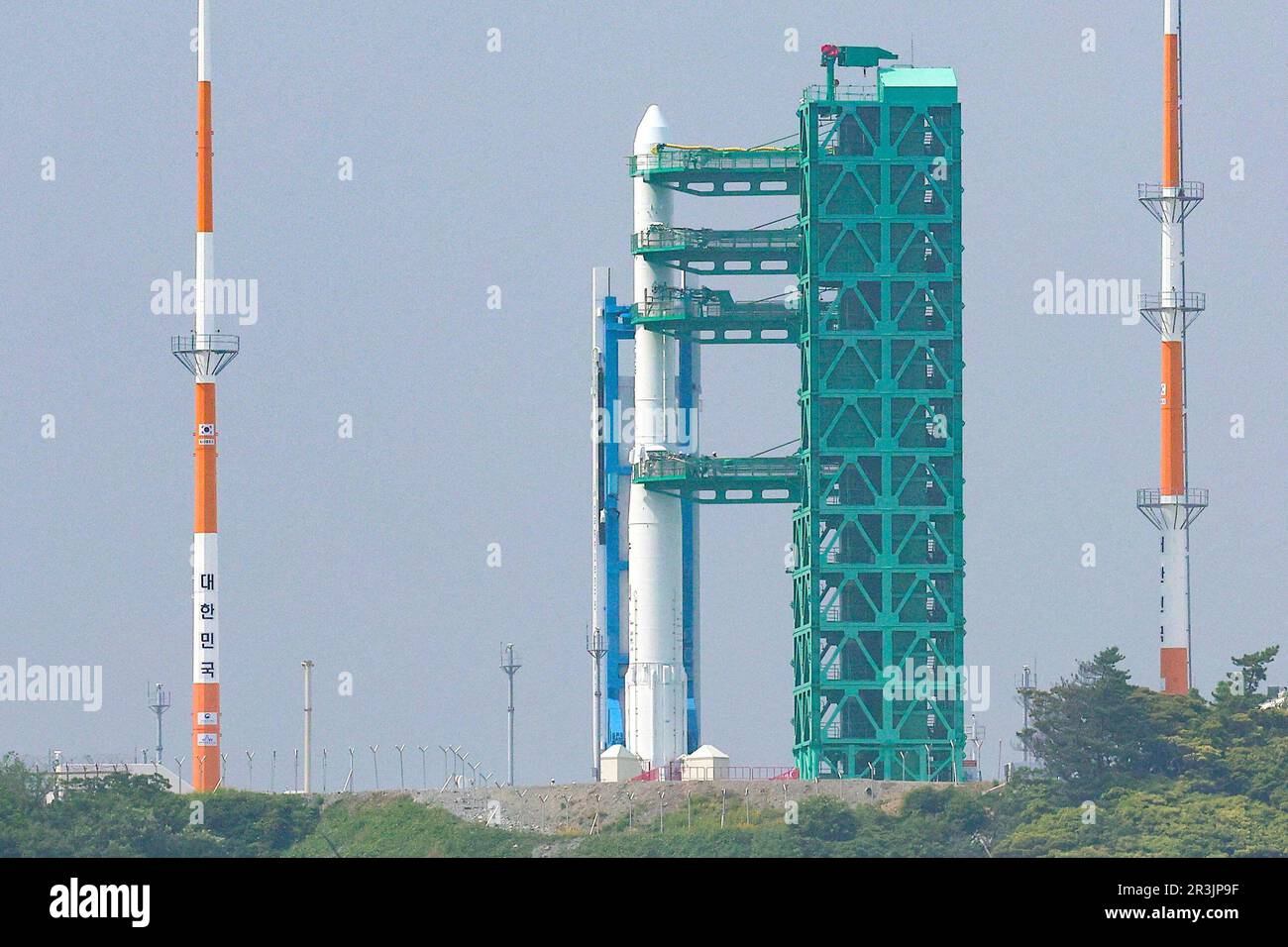 The Nuri rocket sits on its launch pad at the Naro Space Center in ...