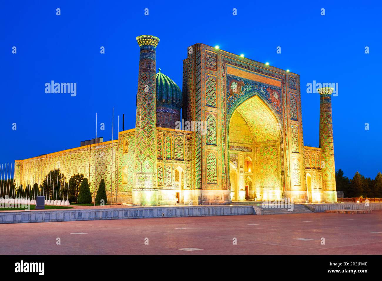 Registan Sher Dor Madrasa is a part of Registan ancient city, Samarkand ...