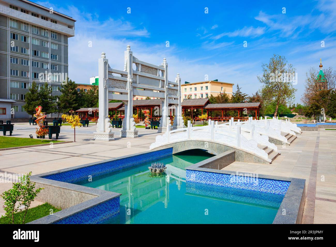 Chinese Garden in the centre of Samarkand city in Uzbekistan Stock ...