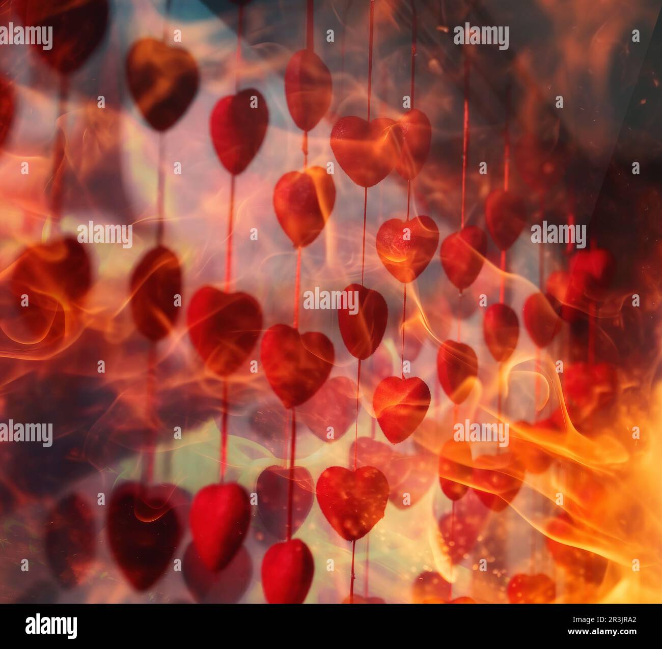 Valentine's day background with hearts. Valentine heart. Fire effect ...