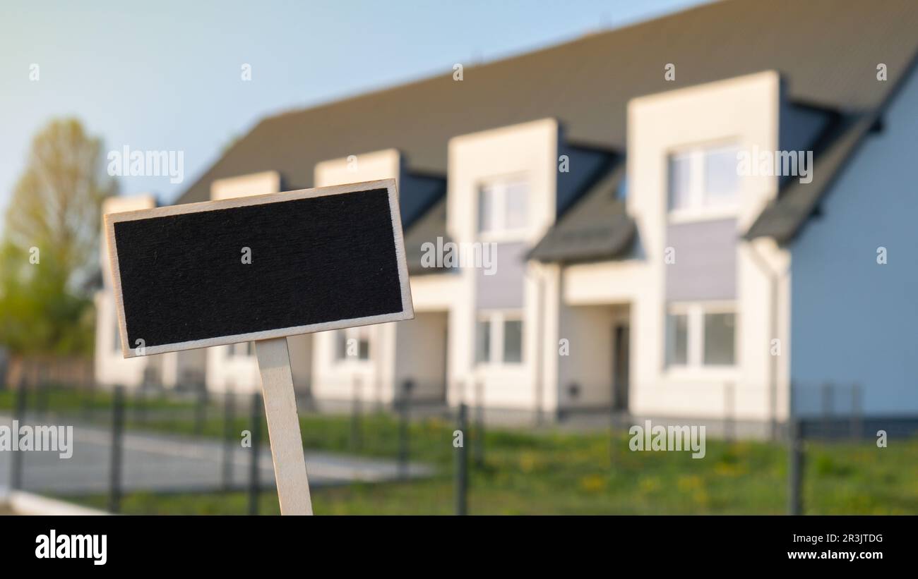Blank Black billboard against apartment family house Empty mockup ...