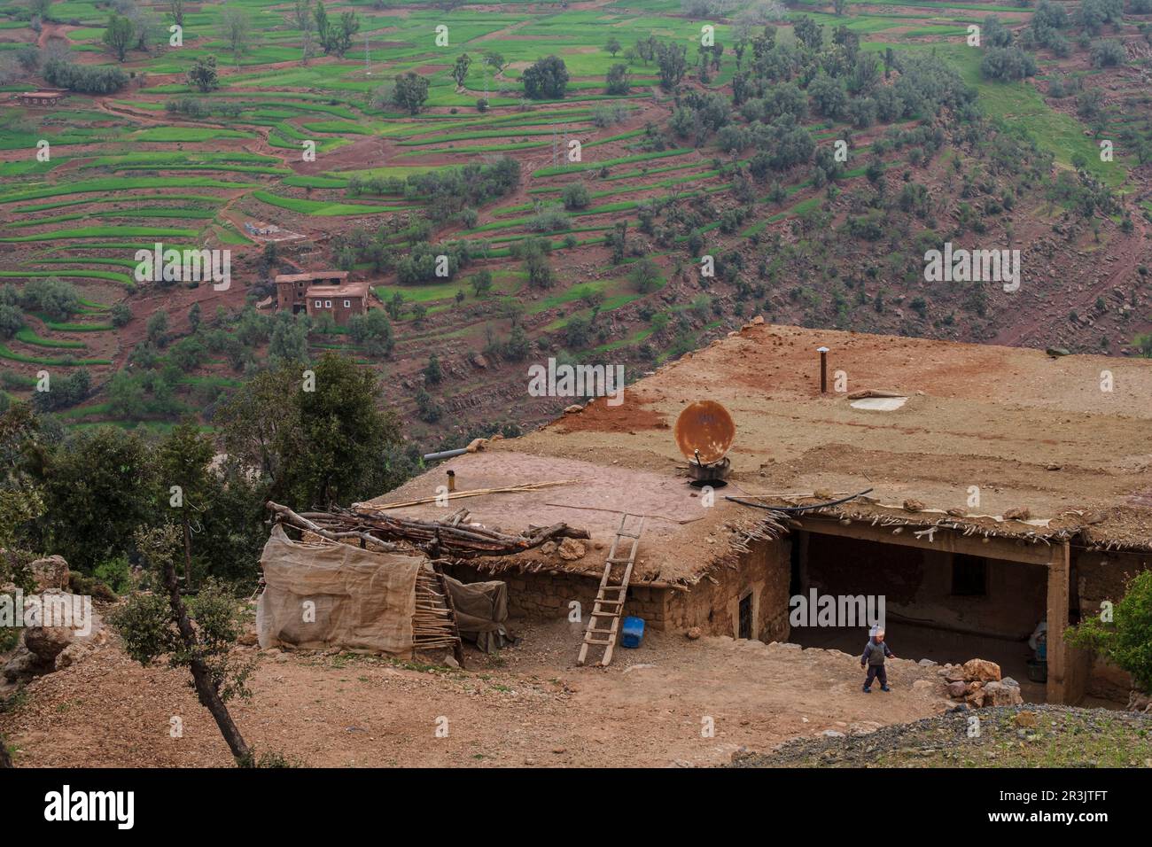 typical house and agricultural mountain landscape, Ait Blal, azilal ...