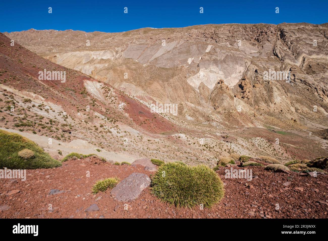 Plateau de Tarkeddit descent towards the Arous gorge, MGoun trek, Atlas ...
