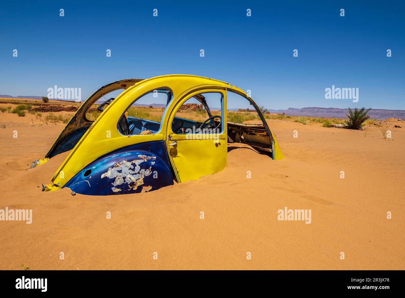 citroen 2CV buried in the sand, Tamegroute, Morocco, Africa Stock Photo ...