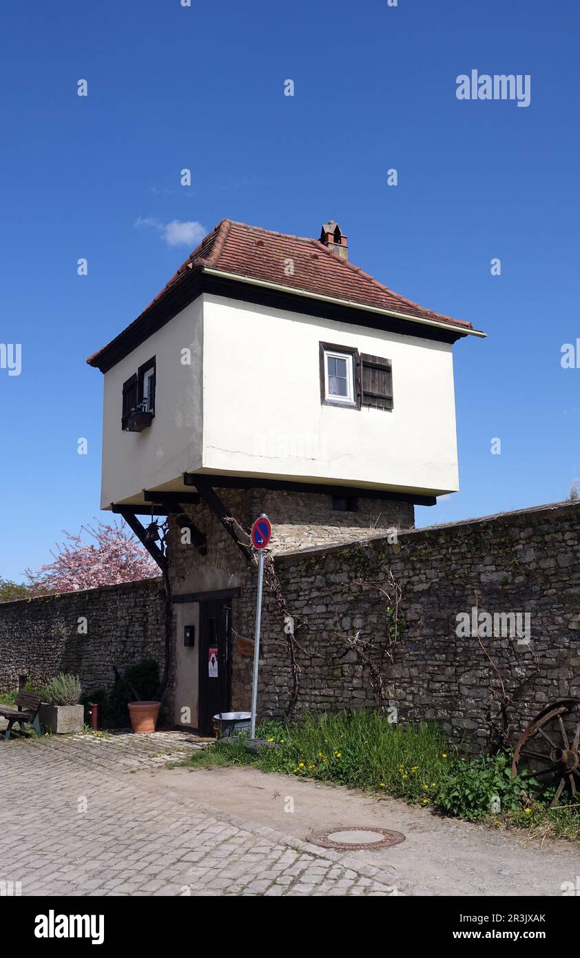 Town wall with cuckoo's nest in Sulzfeld am Main Stock Photo - Alamy