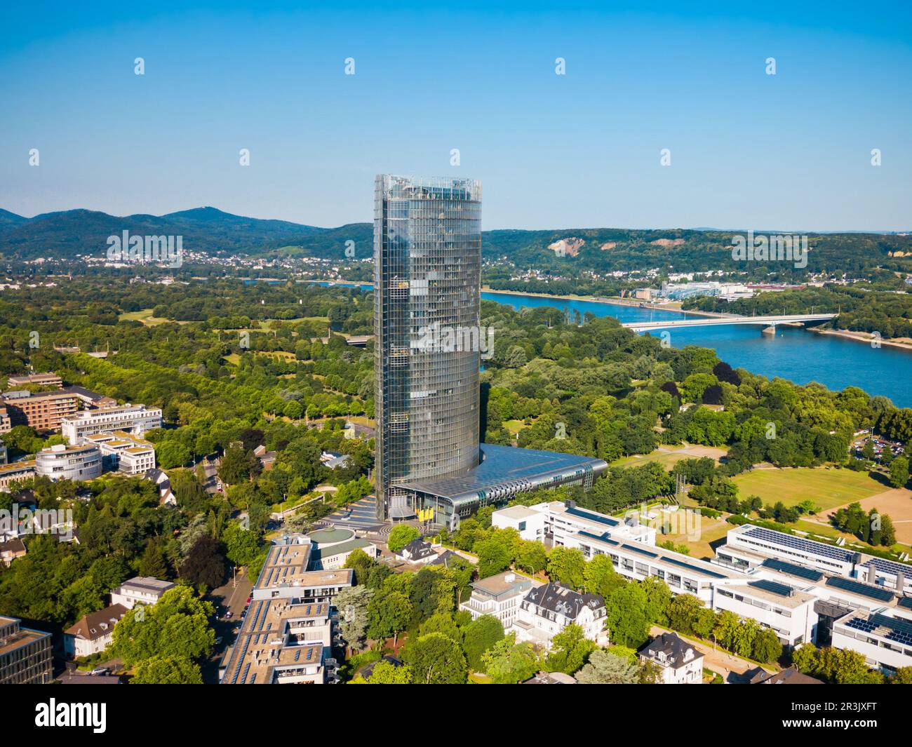 Bundesviertel federal government district aerial panoramic view in Bonn ...