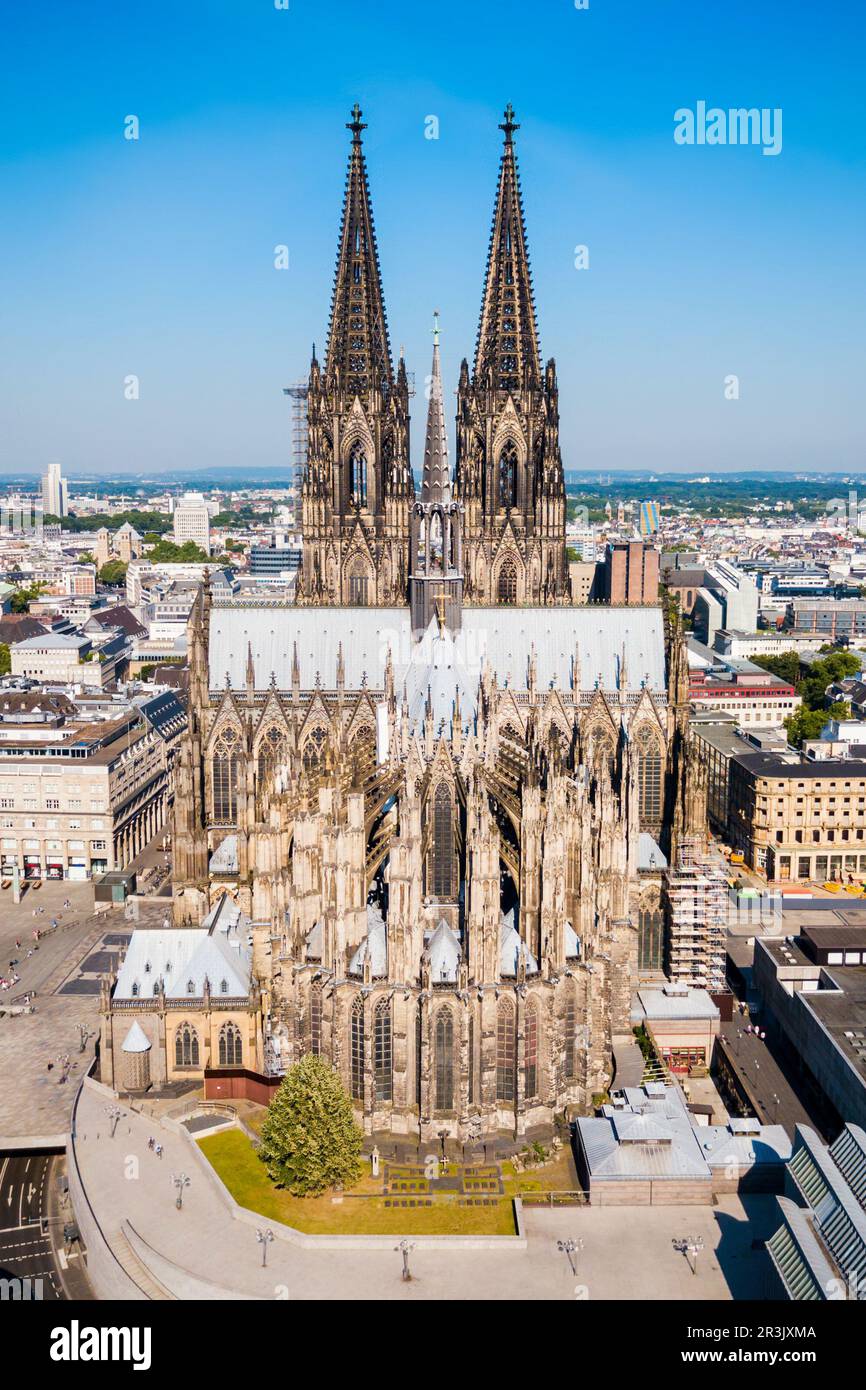 Cologne Cathedral aerial panoramic view in Cologne, Germany Stock Photo ...