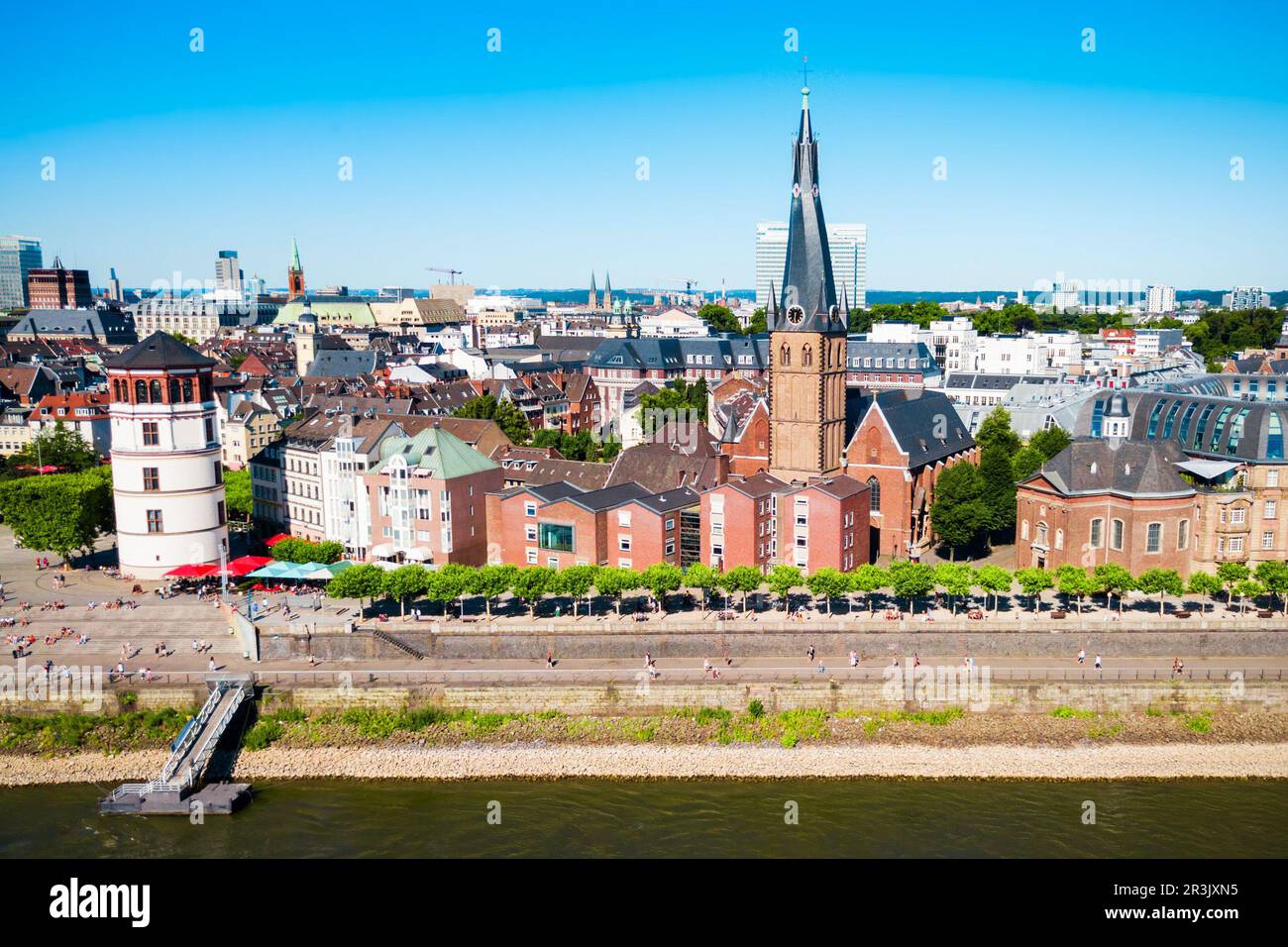 St. Lambertus Church and Schlossturm castle tower in aldstadt old town ...