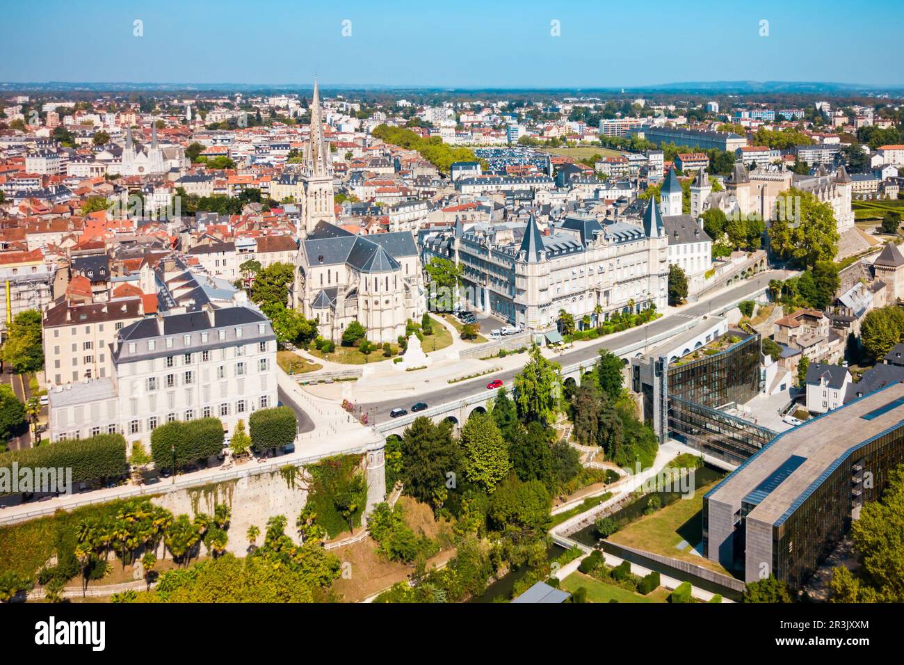 Pau aerial panoramic view. Pau is a city, commune and capital of ...
