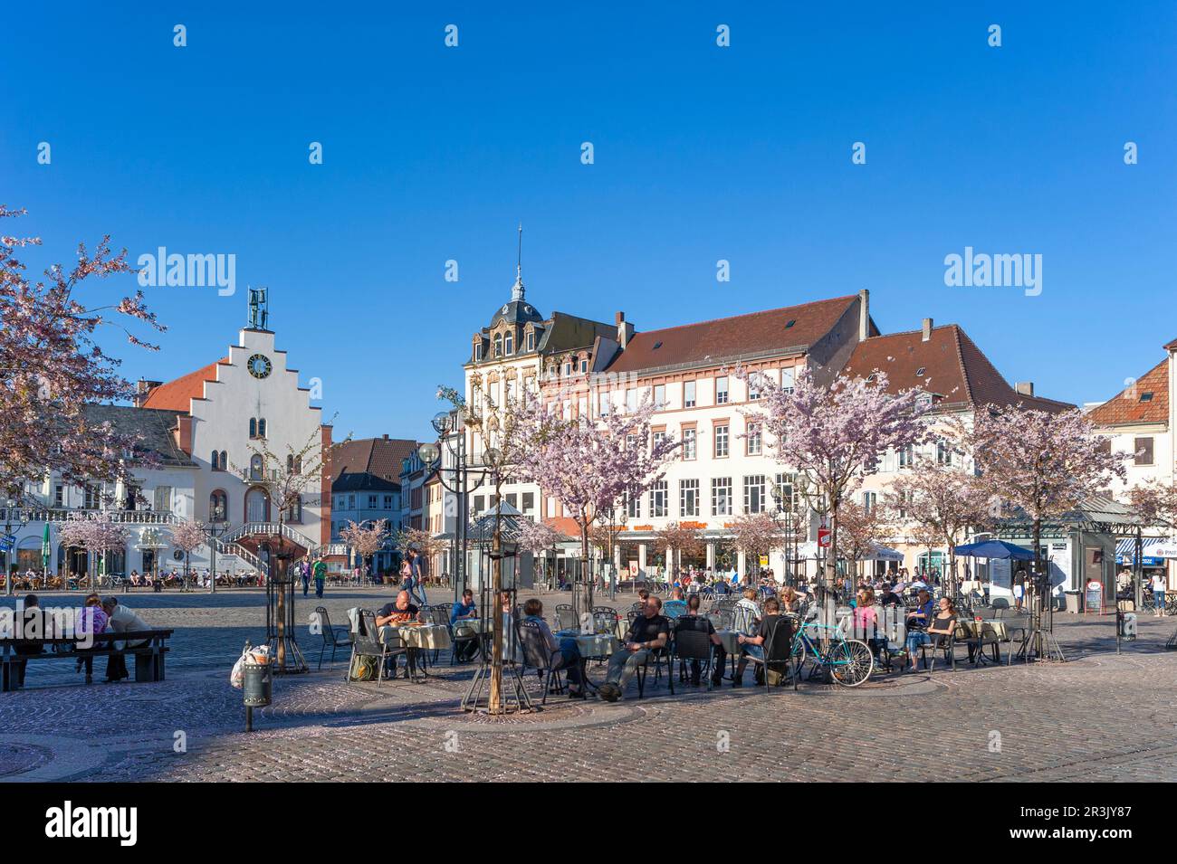 Town hall square with historical buildings, Landau, Palatinate ...
