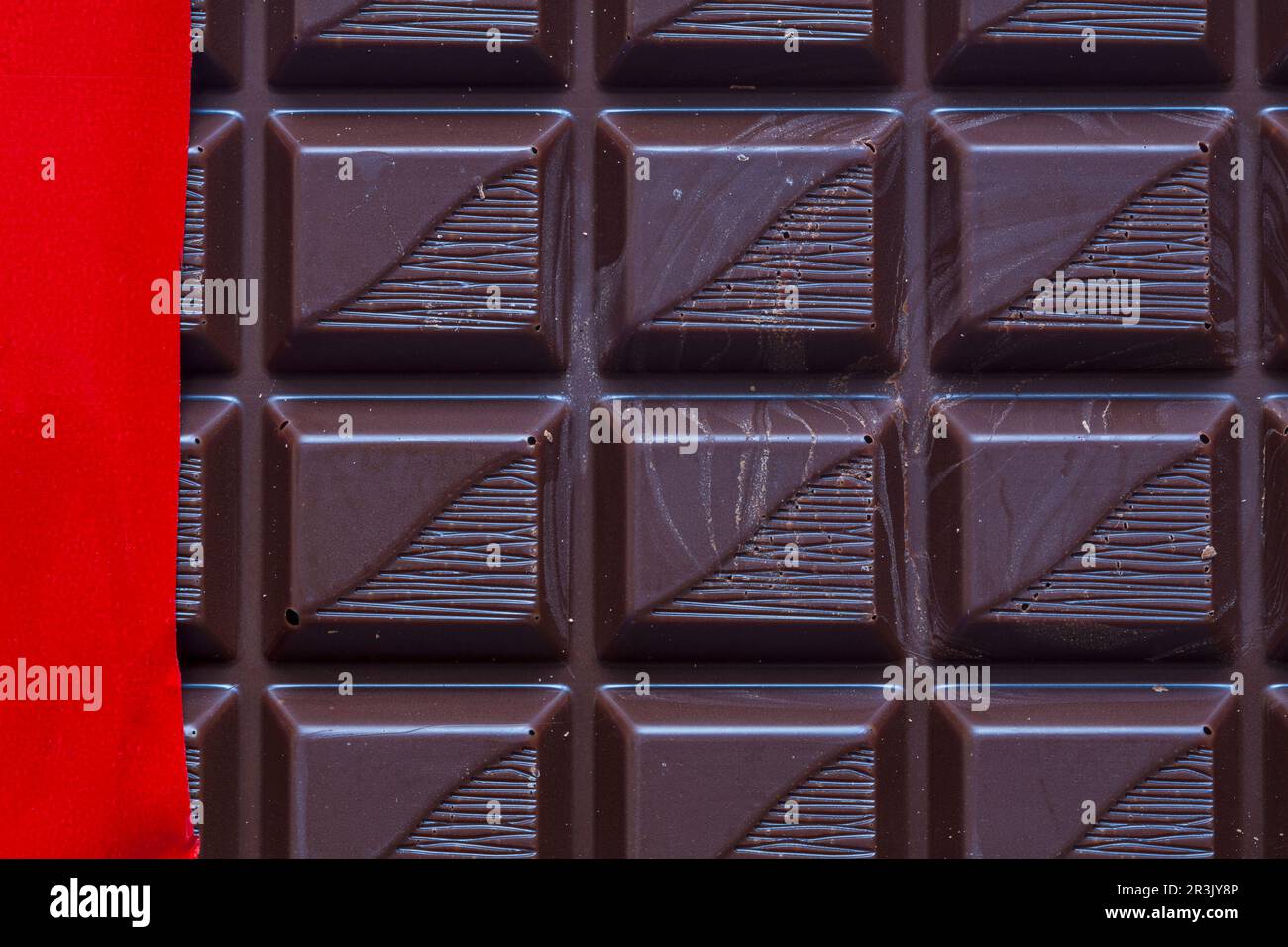 Cadbury Bournville classic dark chocolate bar unwrapped to show ...