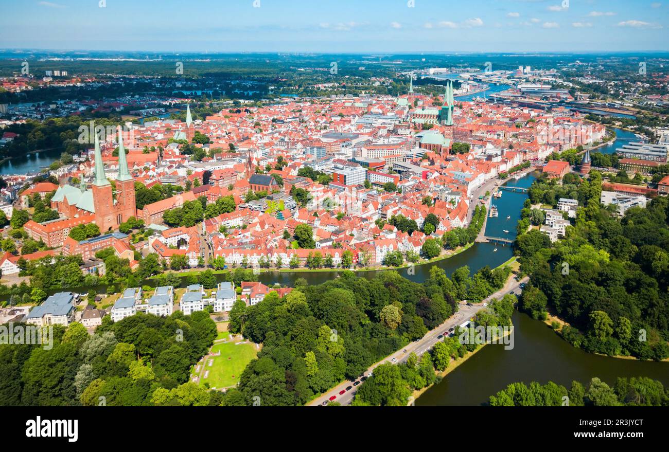 Aerial view of the Lubeck old town in Germany Stock Photo - Alamy