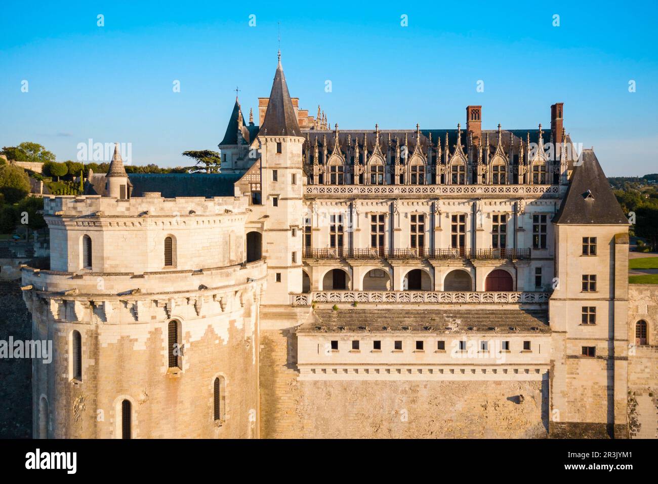 Chateau d'Amboise aerial view. It is a chateau in Amboise city, Loire ...