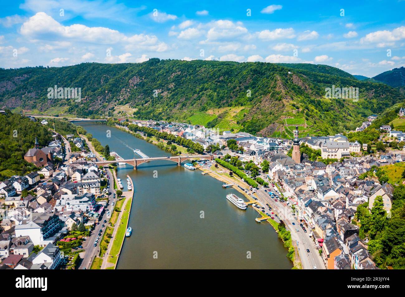 Cochem town aerial panoramic view in Moselle valley, Germany Stock ...