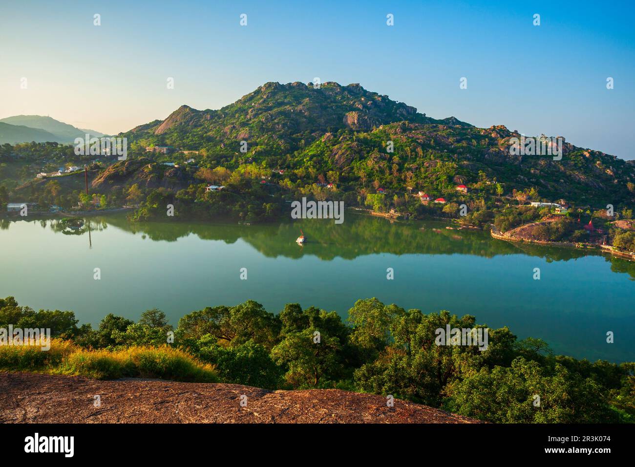 Mount Abu and Nakki lake aerial panoramic view. Mount Abu is a hill ...