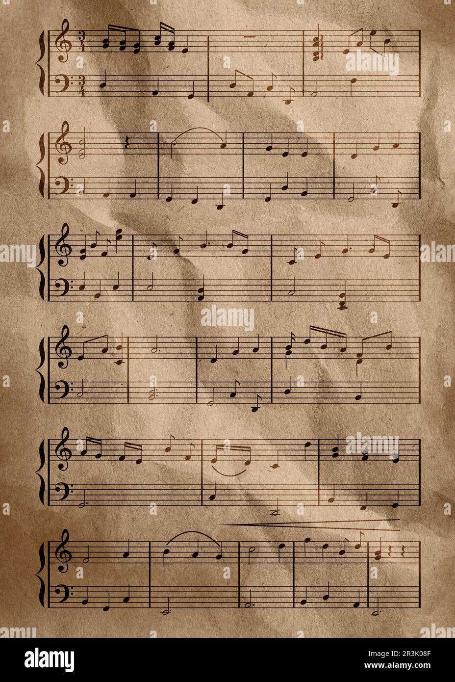 Sheet music. Different musical symbols combined into composition on ...