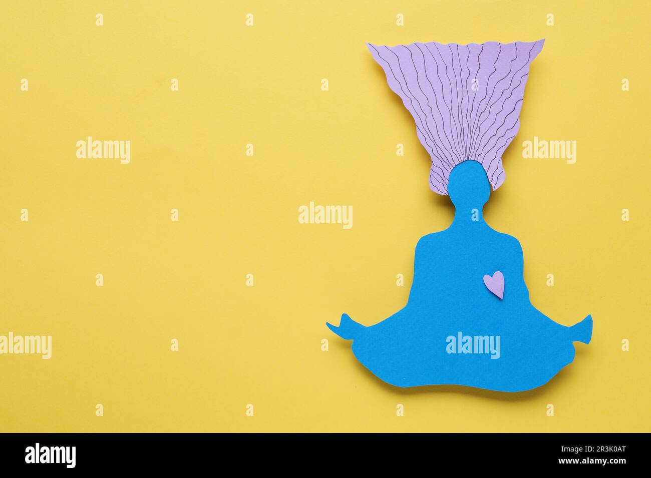 Woman's health. Female paper figure on yellow background, top view with ...