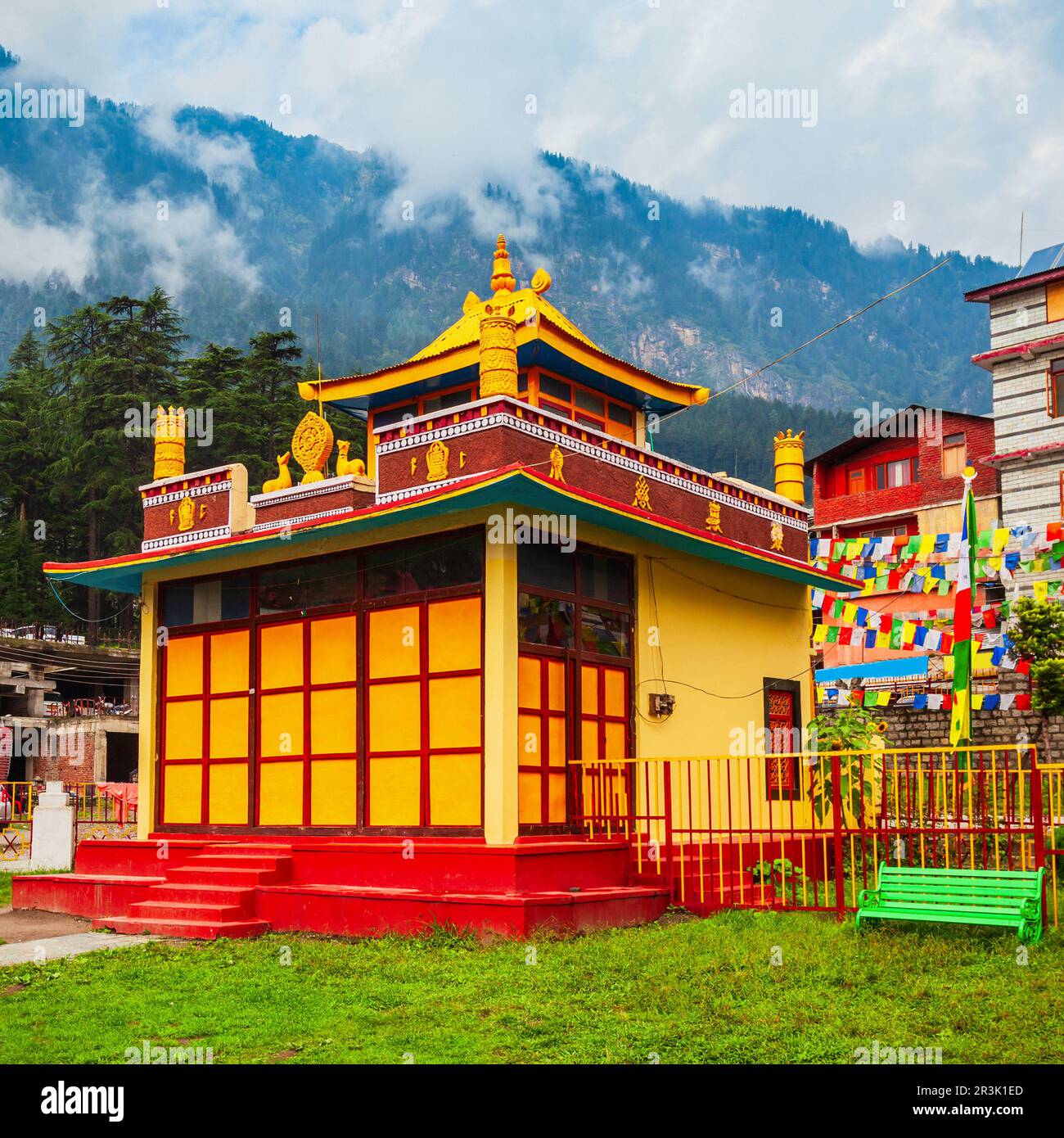 Buddhist Monastery and Temple in Manali town, Himachal Pradesh state of ...