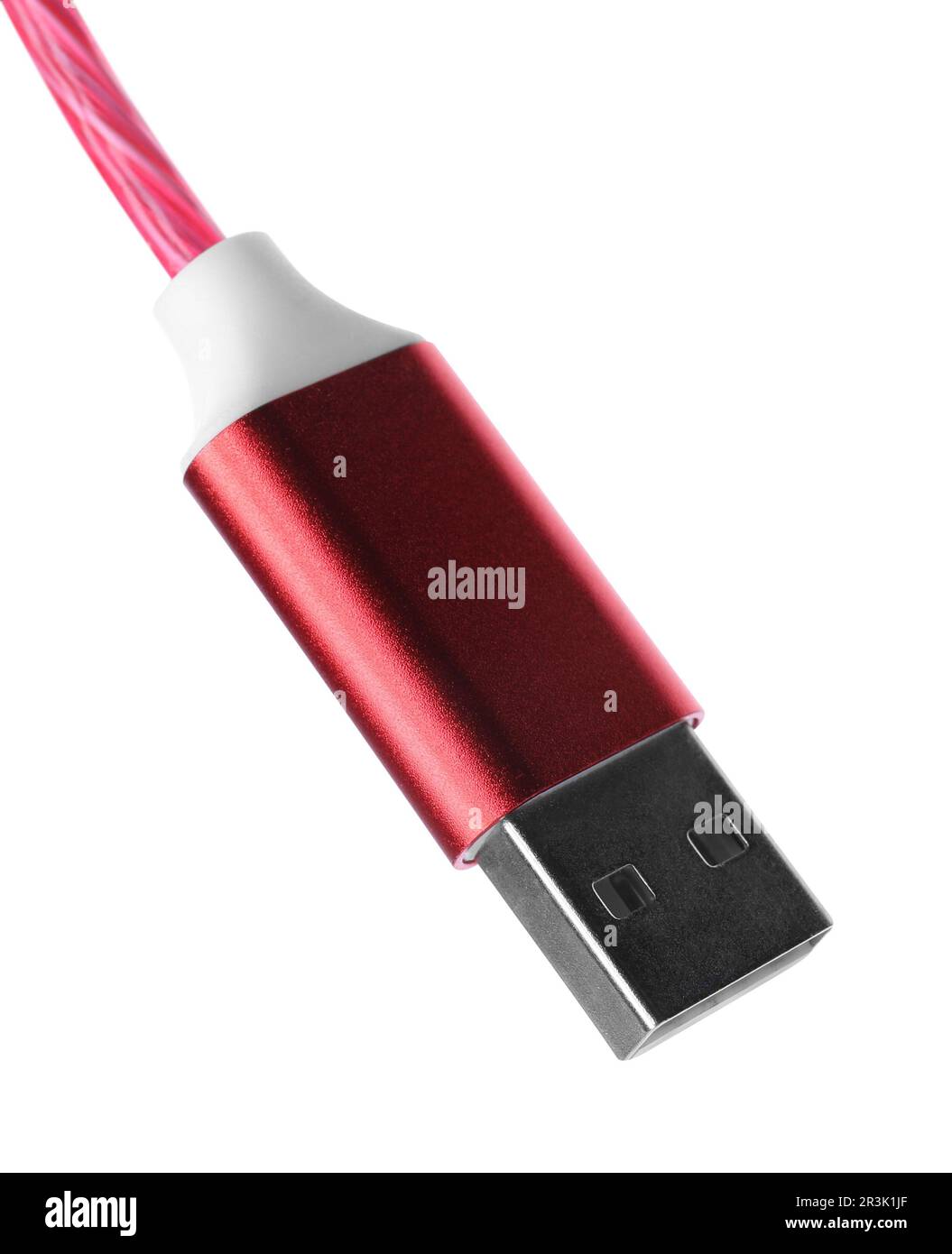 Red USB cable isolated on white. Modern technology Stock Photo - Alamy
