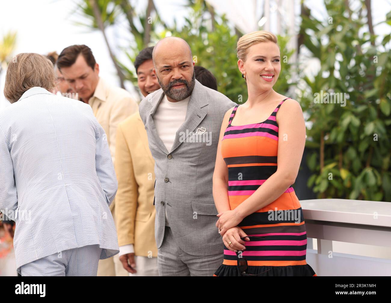 Jeffrey Wright, left, and Scarlett Johansson pose for photographers at the photo call for the ...