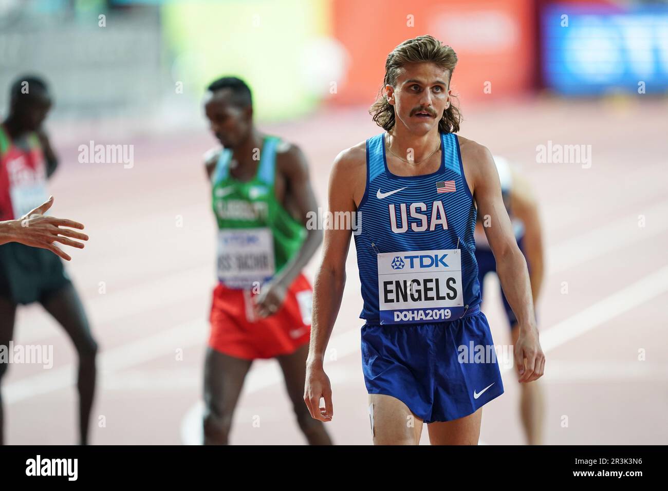 Craig Engels participating in the 1500 meter at the Doha 2019 World ...