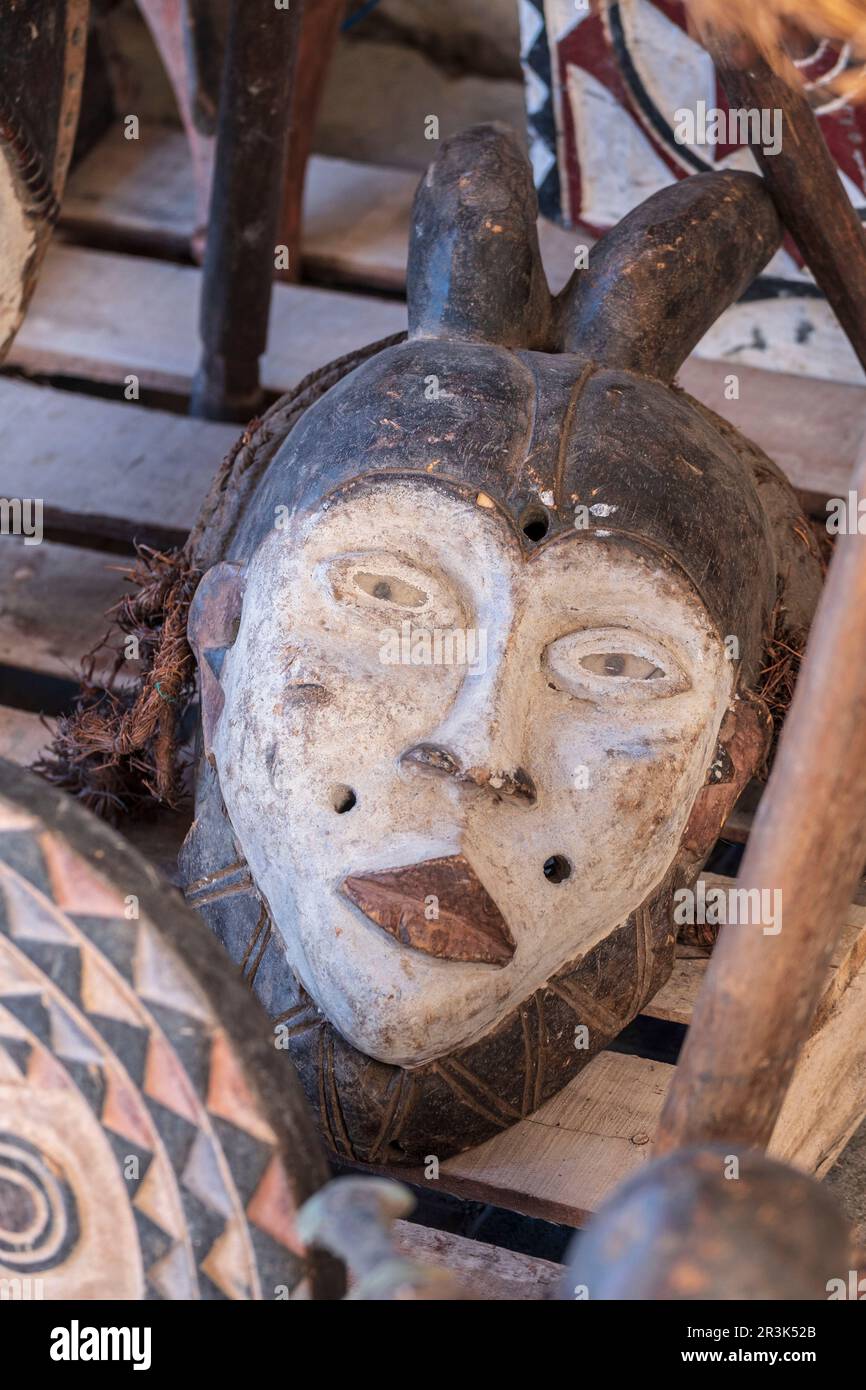 sub-saharan masks in the souk, Essaouira, morocco, africa Stock Photo ...