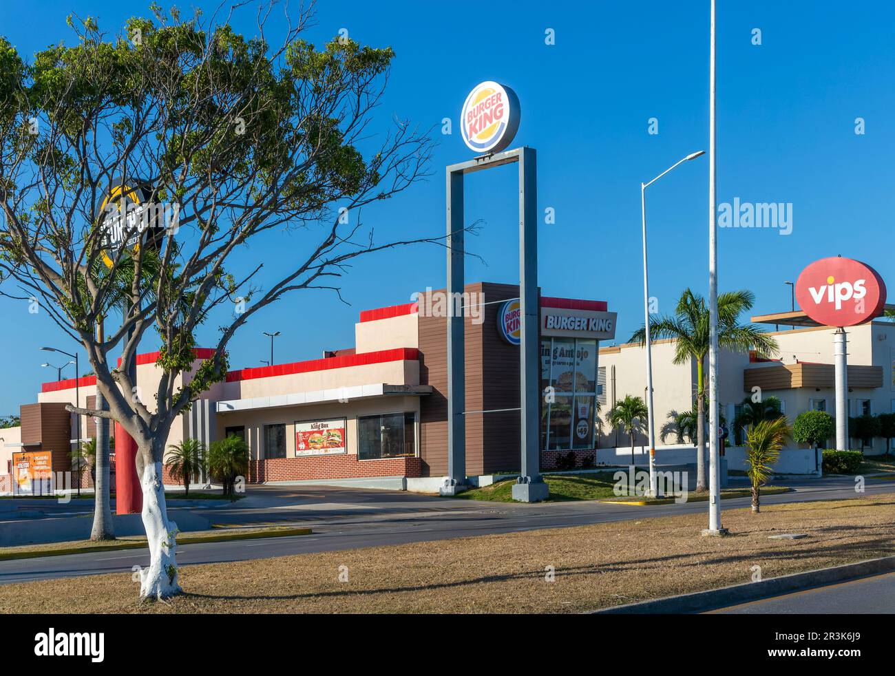 Signs for American fast-food restaurants, Campeche city, Campeche State ...
