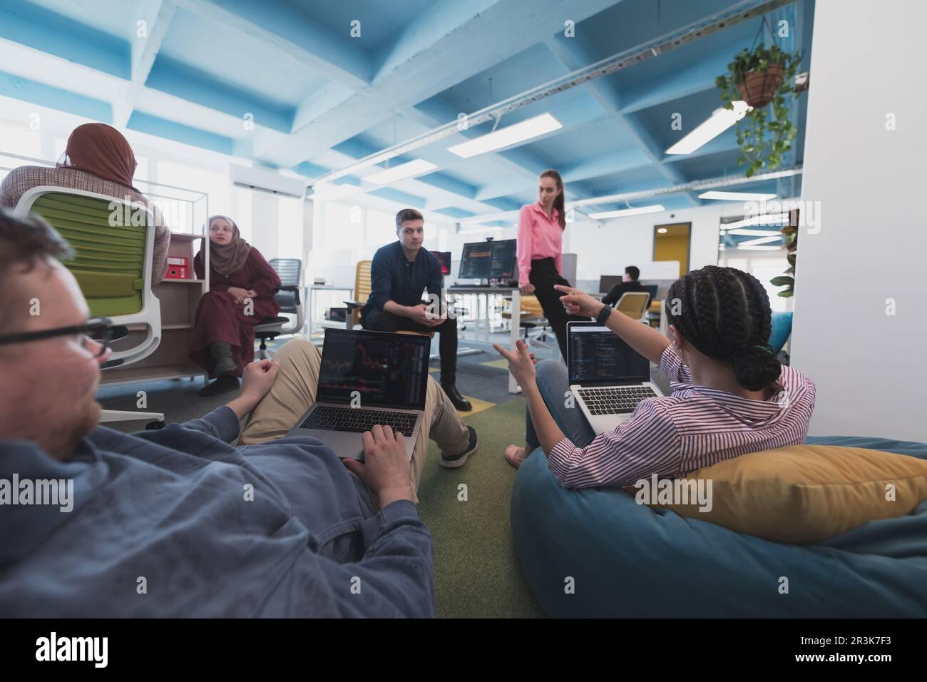 Collaborative process of multicultural skilled young business team ...