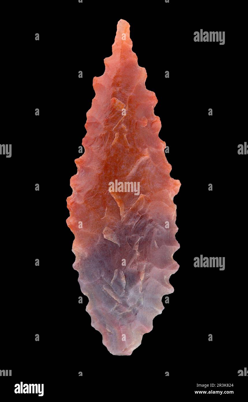 Foliate and lacy point in cut stone. Neolithic period. North Africa. 4 ...