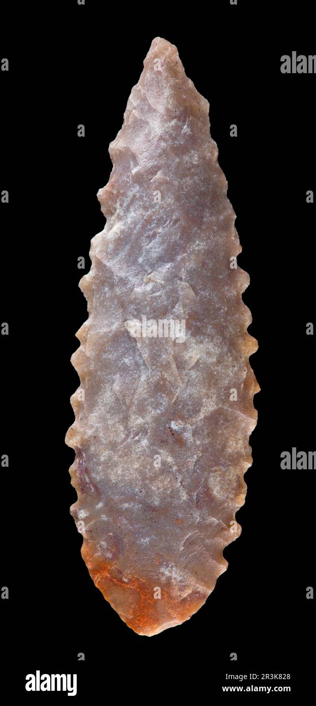 Foliate and lacy point in cut stone. Neolithic period. North Africa. 4 ...